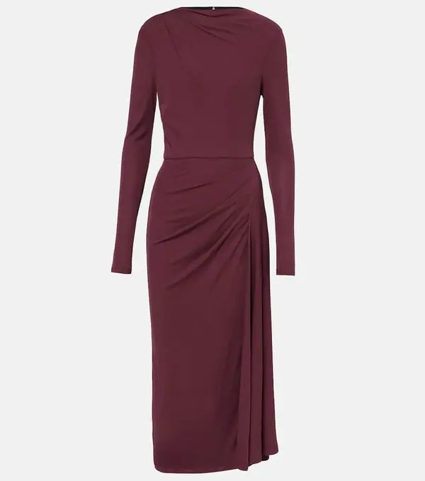 Erdem Draped Crêpe Jersey Midi Dress - Burgundy