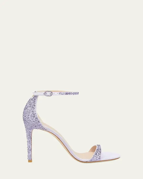 STUART WEITZMAN Nudist Embellished Silk Sandals