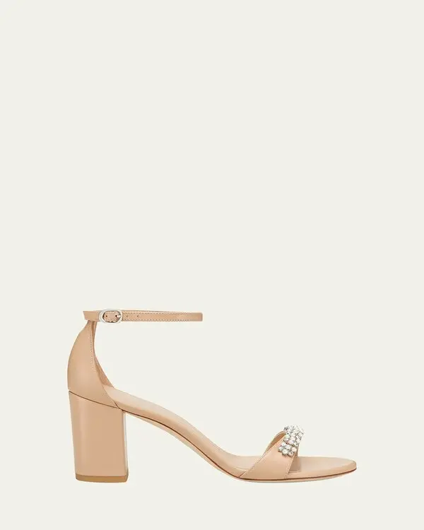 STUART WEITZMAN Nudist Poppy Embellished Ankle-strap Sandals - Adobe/clear/natural
