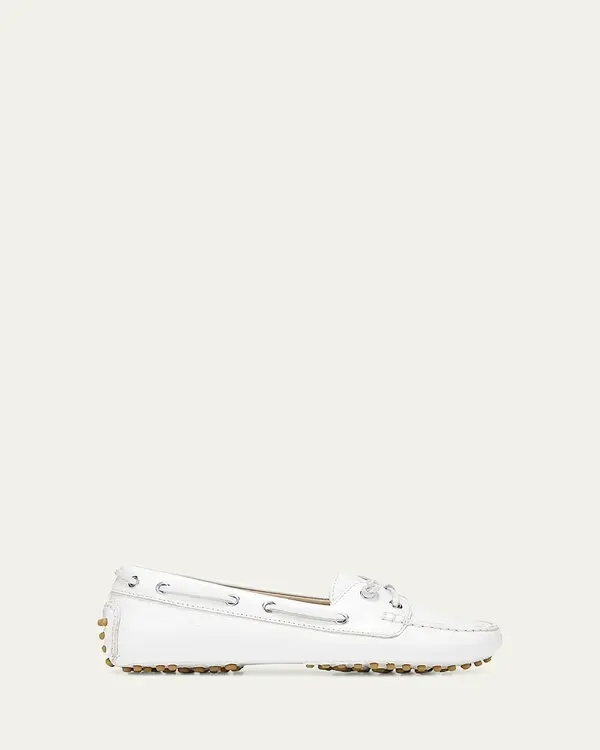 Veronica Beard Jia Leather Boat Loafers - Coconut