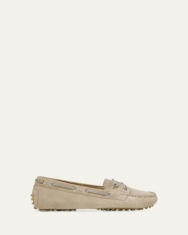 Veronica Beard Jia Leather Boat Loafers - Sand