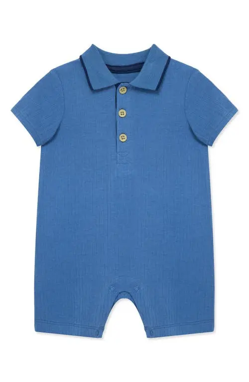 LITTLE ME Rib Polo Romper - Blue