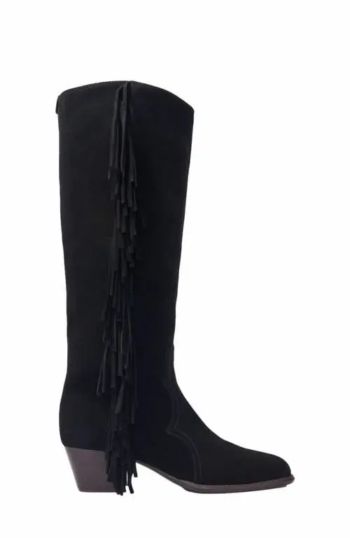Maje Fringed Suede Cowboy Boots