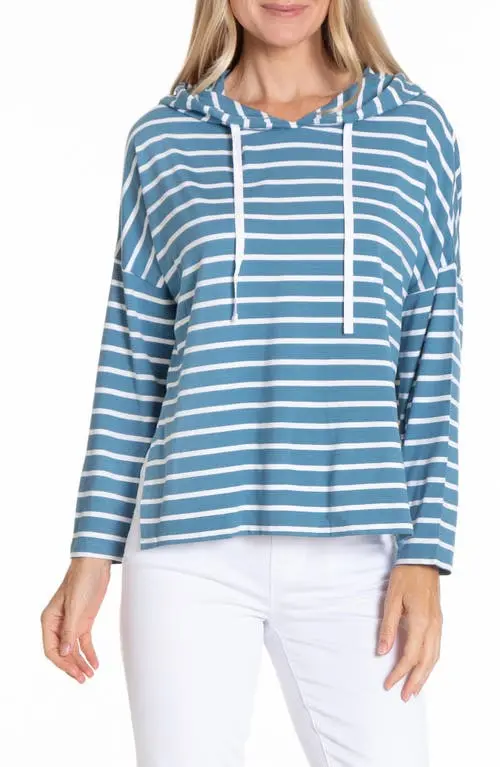 APNY Stripe Side Slit Hoodie - Chambray/ White Stripe