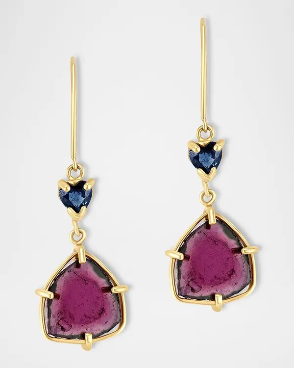 Jia Jia Tourmaline And Sapphire Heart Drop Earrings - Pink & Blue