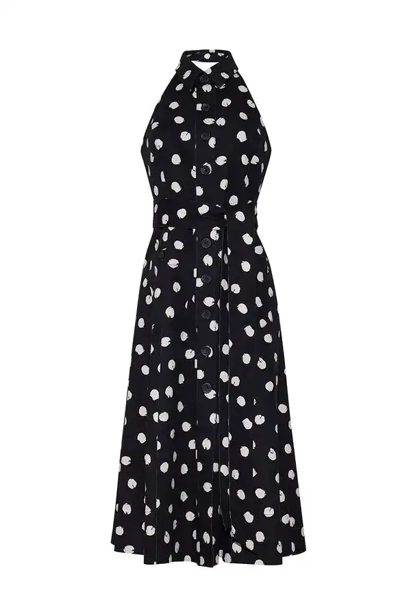 Cara Cara Parker Shirt Dress In Spot Black Egret 60% Off