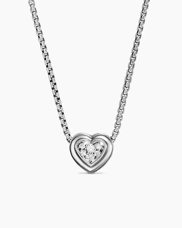 David Yurman Sterling Silver Puffy Heart Pendant Necklace