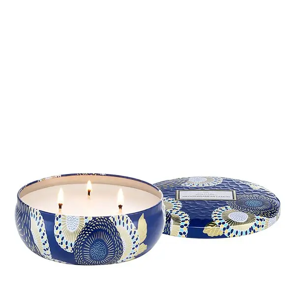 Voluspa Mediterranean Lemon 3 Wick Tin Candle, 12 Oz