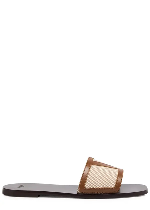 Valentino Garavani Viva Superstar Vlogo Canvas Sliders - Beige