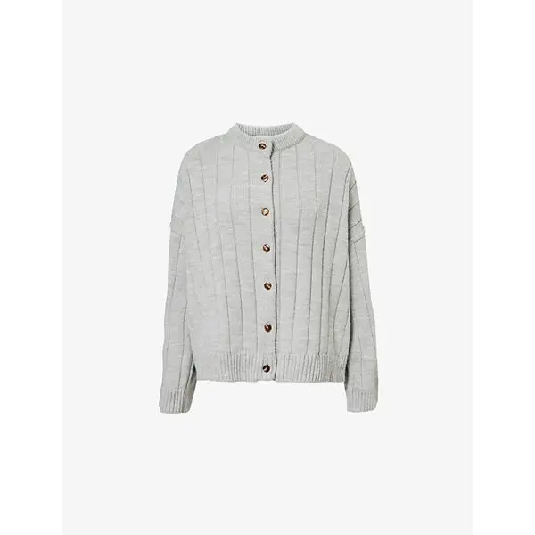 SISTERS & SEEKERS Bryant Ribbed Knitted Cardigan - Light Grey
