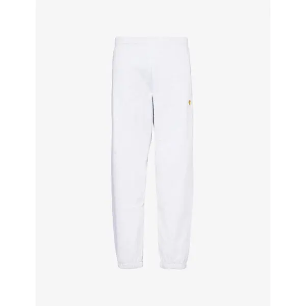 Carhartt Work In Progress Chase Brand-embroidered Cotton-blend Jogging Bottoms - Ash Grey / Gold