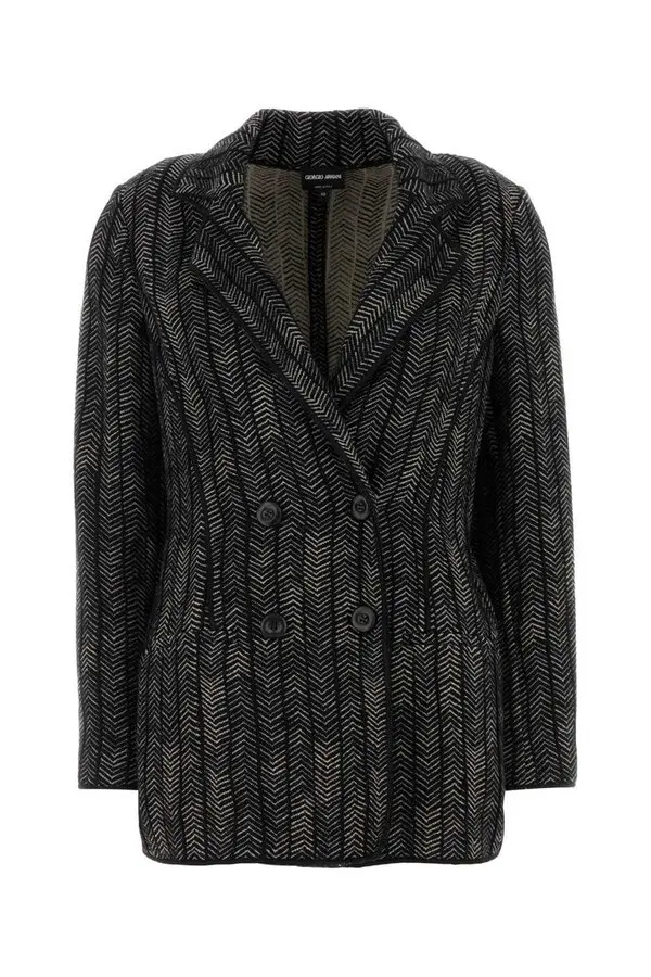 Giorgio Armani Embroidered Stretch Cashmere Blend Blazer - Printed
