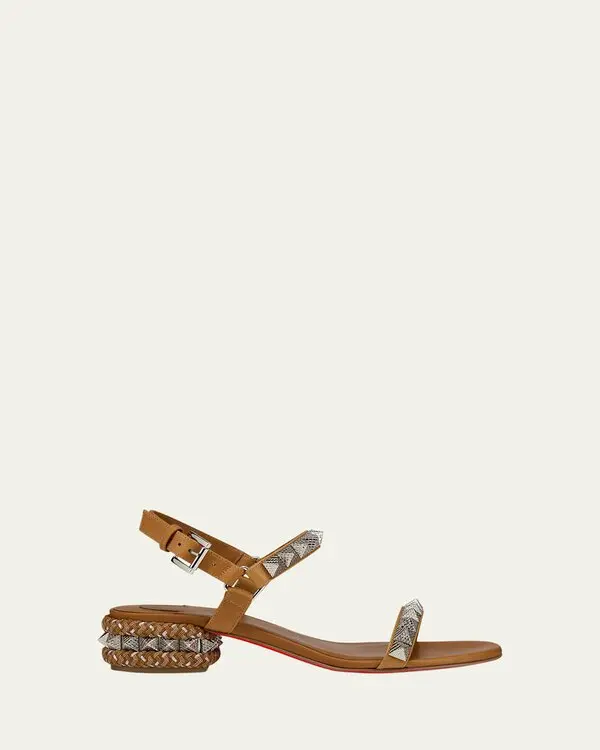CHRISTIAN LOUBOUTIN Pyrasand Leather Spike Ankle-strap Sandals