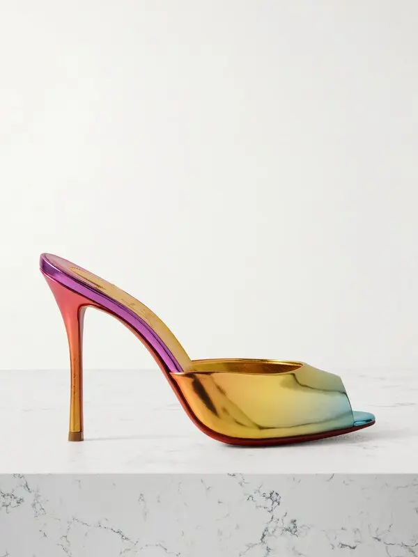 CHRISTIAN LOUBOUTIN Me Dolly 100 Iridescent Leather Mules - Multi