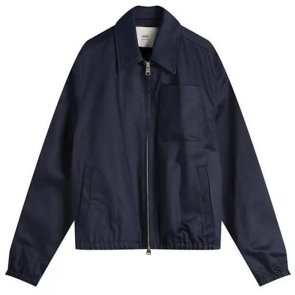 Ami Adc Zipped Cotton Jacket - Navy Blue