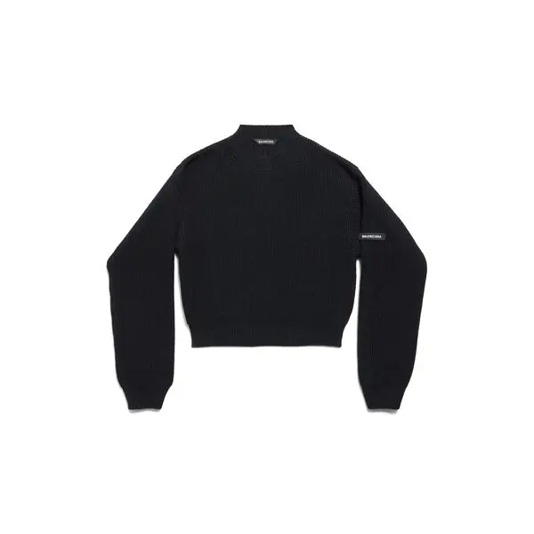 Balenciaga Patch Cropped Sweater - Black