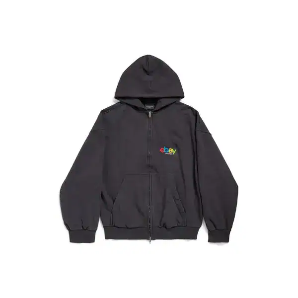 Balenciaga Ebay Zip-Up Hoodie Regular Fit - Black | Editorialist