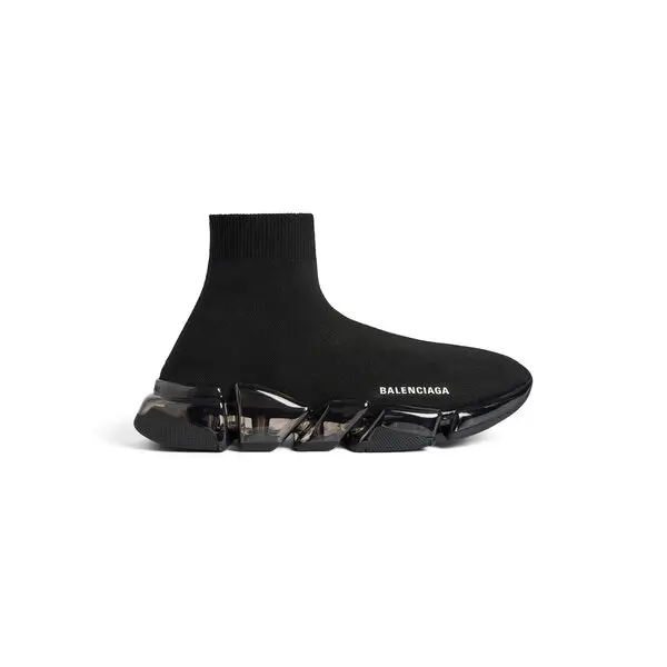 Balenciaga Speed 2.0 Clear Sole Knit Sneakers - Black