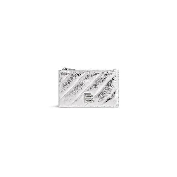 Balenciaga Crush Long Coin And Card Holder Metallized Quilted