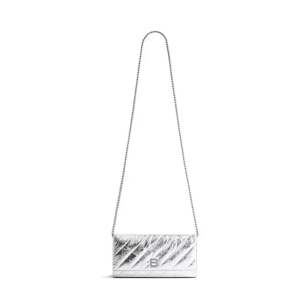 Balenciaga Crush Wallet On Chain - Silver