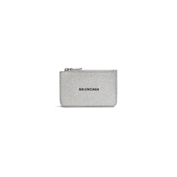 Balenciaga Cash Long Coin And Card Holder Large Sparkling Fabric - Silver