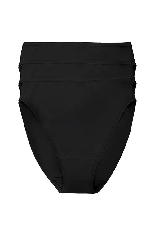 Natori Bliss Bare Cotton High Cut Brief 3-pack - Black