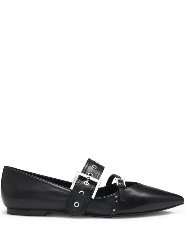 Hugo Boss Buckled Leather Ballet Flats