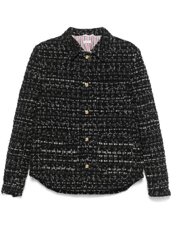 Thom Browne Denim Ribbon Tweed Jacket - Black