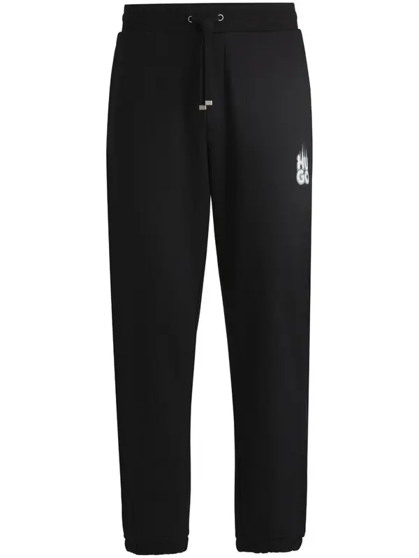 Hugo Boss Smoked-logo Cotton Track Pants - Black