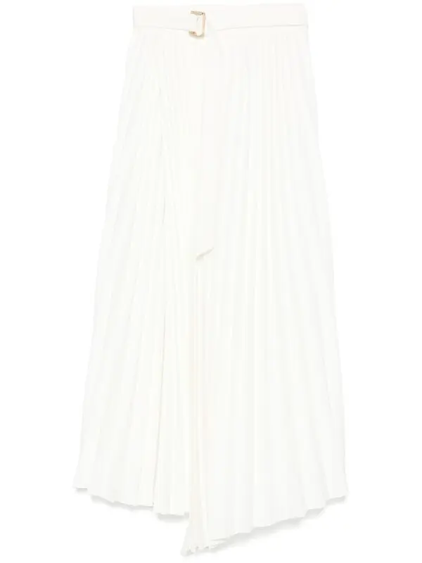 PARLOR Belted Midi Skirt - White
