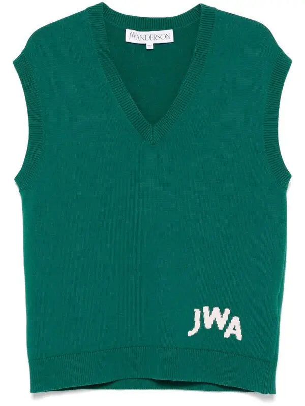 JW Anderson Logo-intarsia Vest - Green