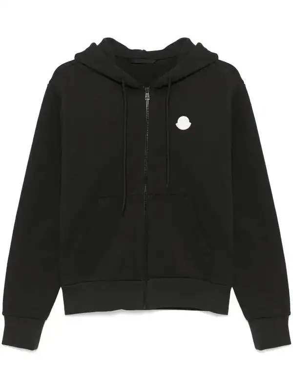 Moncler Cotton Zip-up Hoodie - Black | Editorialist