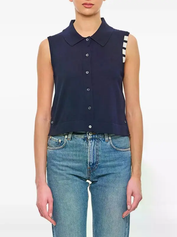 Thom Browne 4-bar Cotton Vest - Blue