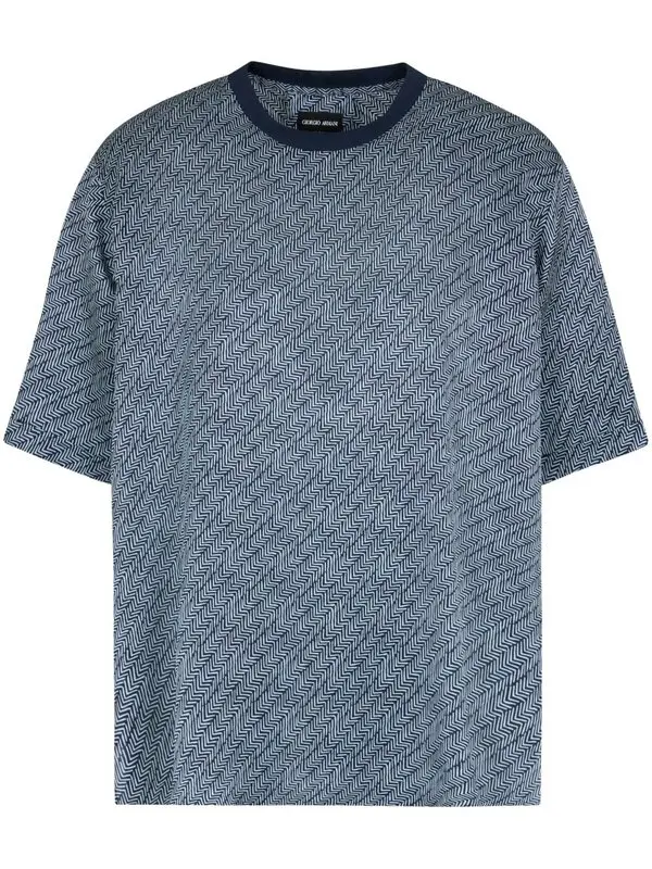 Giorgio Armani Chevron-print Silk T-shirt - Black