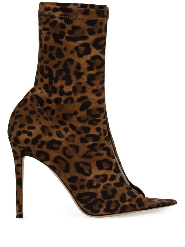 GIANVITO ROSSI Hiroko Leopard Print Boots - Brown