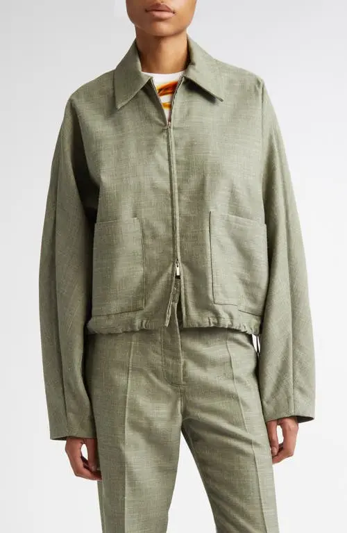 FERRAGAMO Patch Pocket Virgin Wool-blend Jacket - Olive/ White