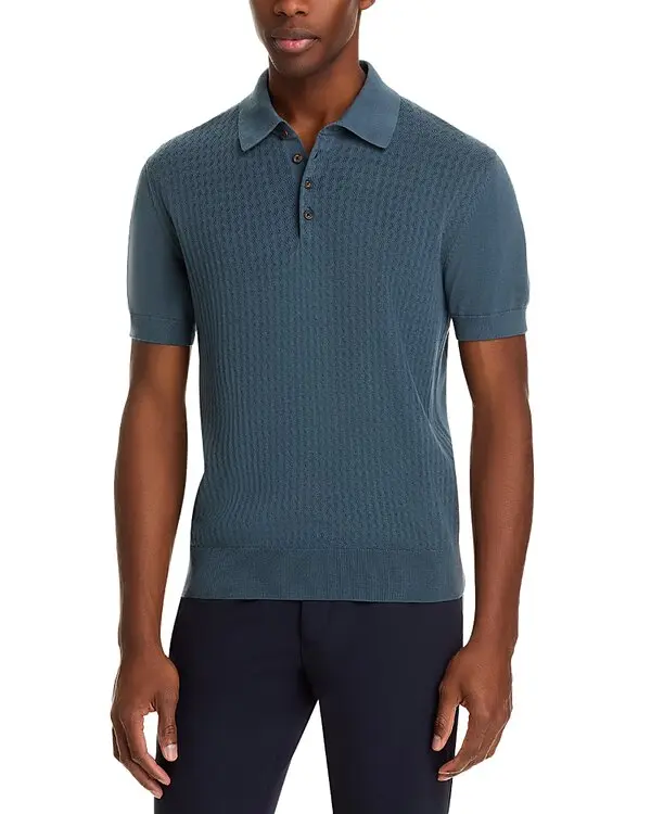 Bloomingdale'S Pointelle Short Sleeve Sweater Polo Exclusive - Dark Slate