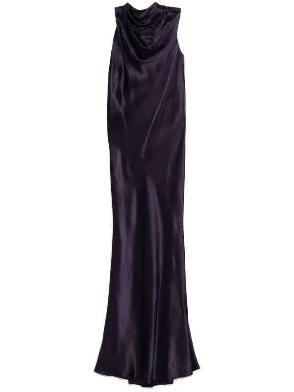 Michelle Mason Ruffle Bias Gown - Purple