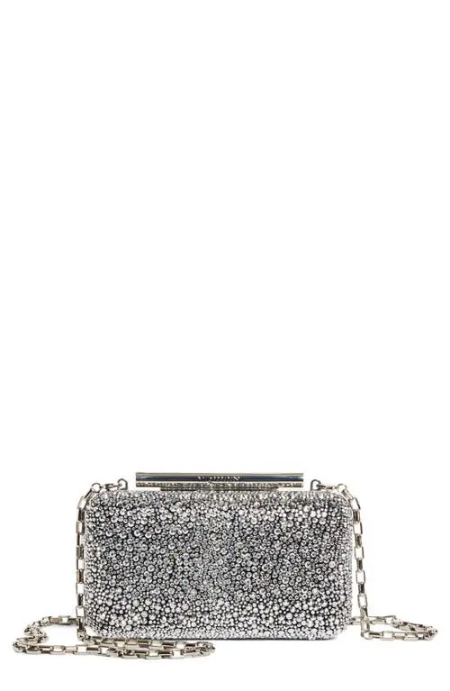 Alexander McQueen T-bar Crystal Box Clutch - Silver/black
