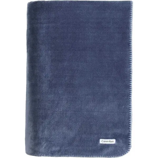 CALVIN KLEIN HOME Modern Reversible Solid Plush Blanket