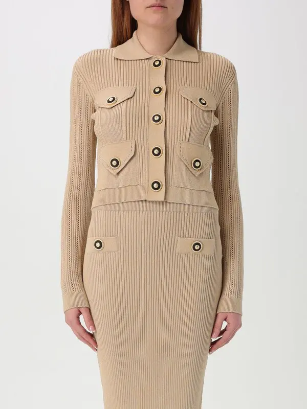 Balmain Ribbed Knit Cardigan - Beige