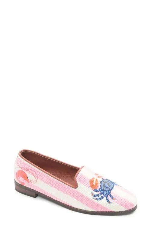 BYPAIGE Needlepoint Loafer - Pink/ivory Stripe