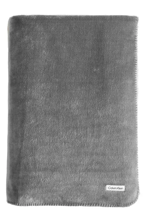 CALVIN KLEIN HOME Modern Reversible Solid Plush Blanket
