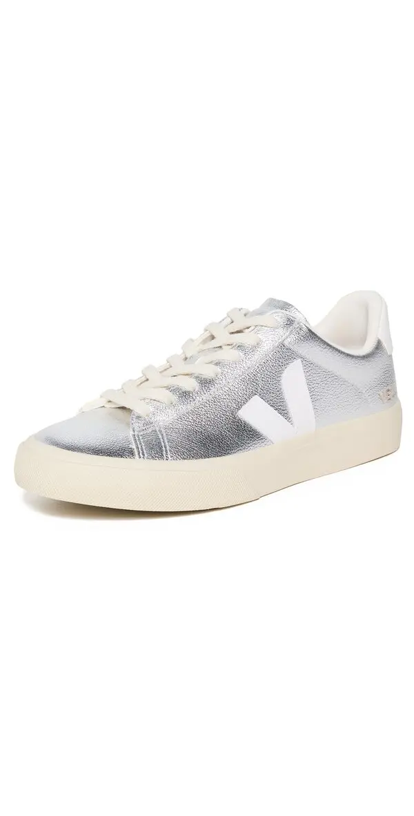 VEJA Campo Chromefree Leather Sneakers - Silver White