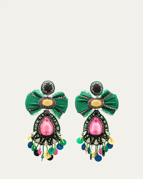 Ranjana Khan Crystal And Sequins Clip-on Earrings - Multicolor