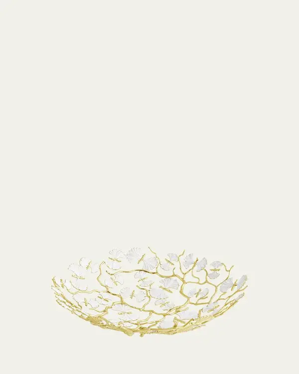 Michael Aram Butterfly Ginkgo White & Gold Centerpiece Bowl - White And Gold