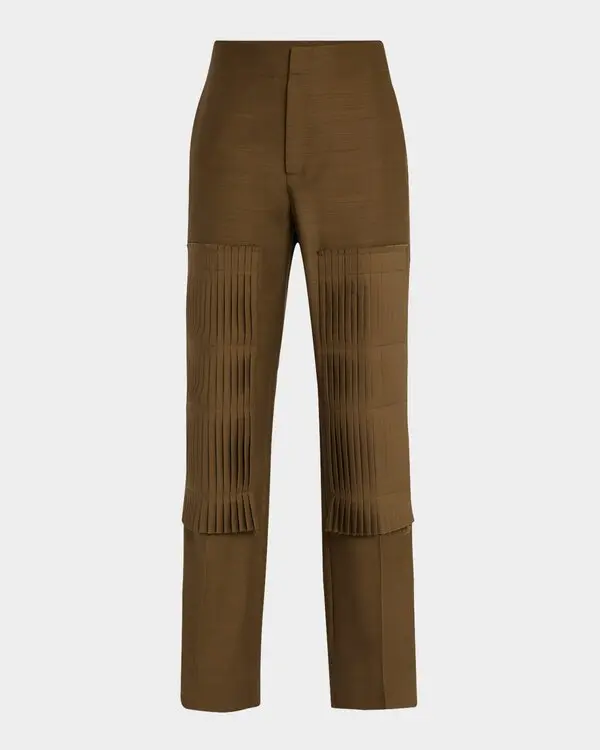 Bite Studios Pleated Patch Straight-leg Trousers