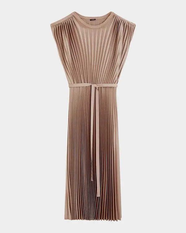JOSEPH Volta Sleeveless Plisse Midi Dress - Escargot