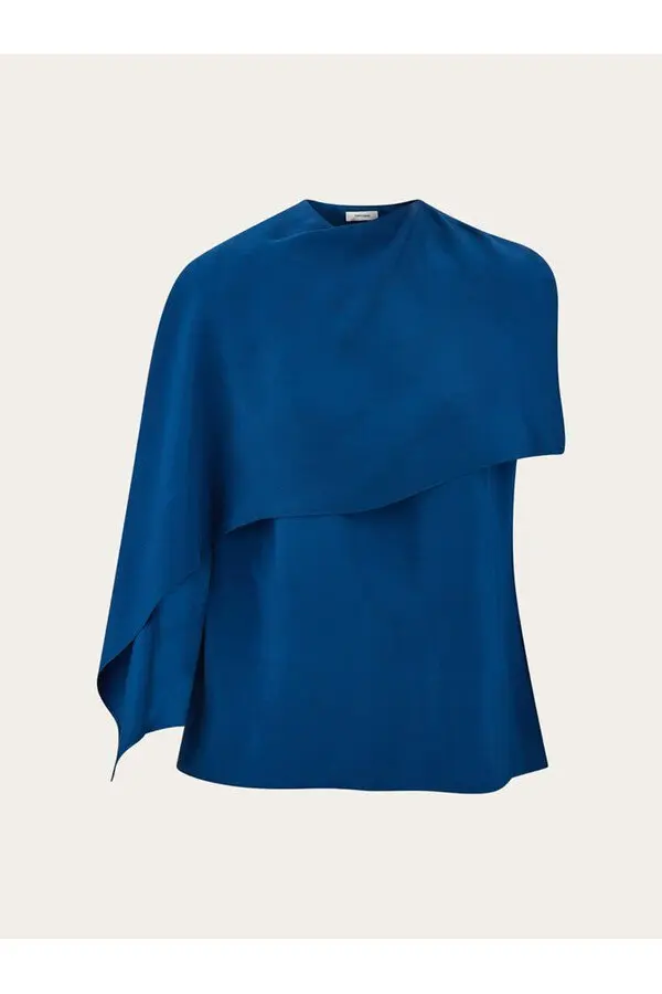 FERRAGAMO Viscose Top With Cape Detail - Blue
