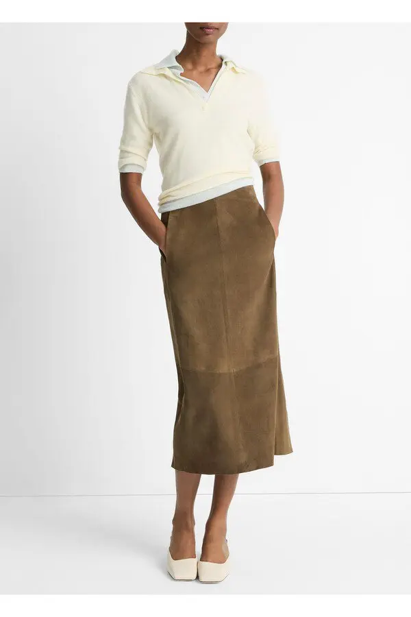 Vince Suede Slim Midi Skirt
